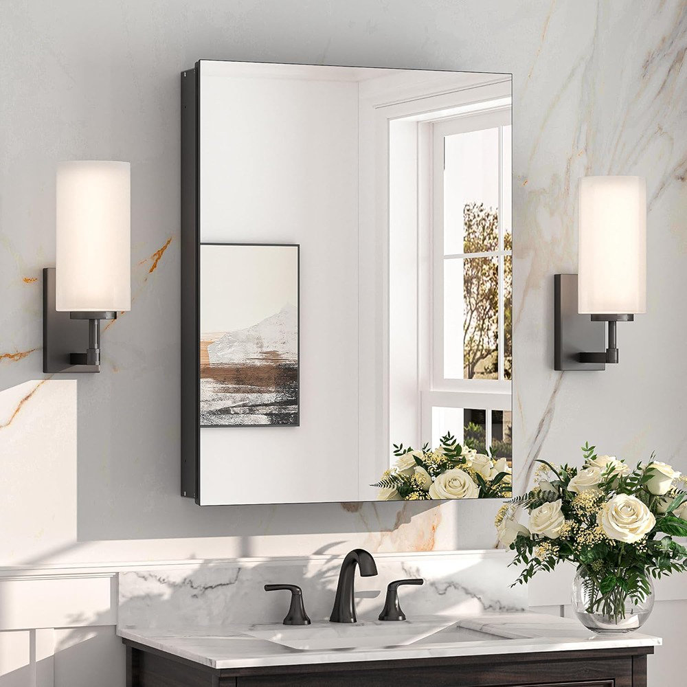 Ophelia & Co. 20 X 26 In Black Medicine Cabinet With Mirror, Aluminum ...