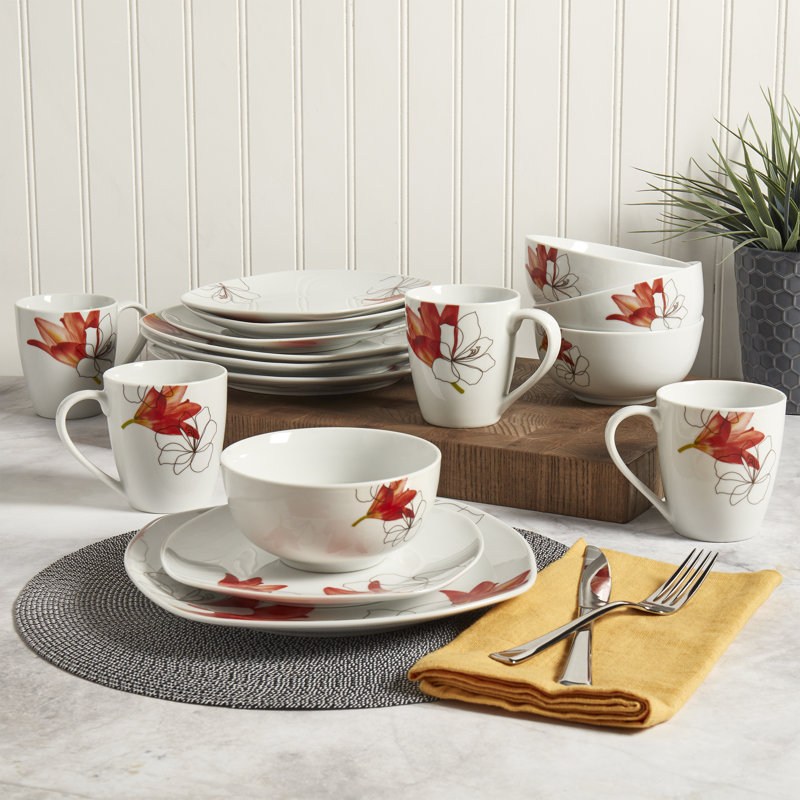 Tabletops Gallery 16 piece Dinnerware Set Lily & Reviews | Wayfair