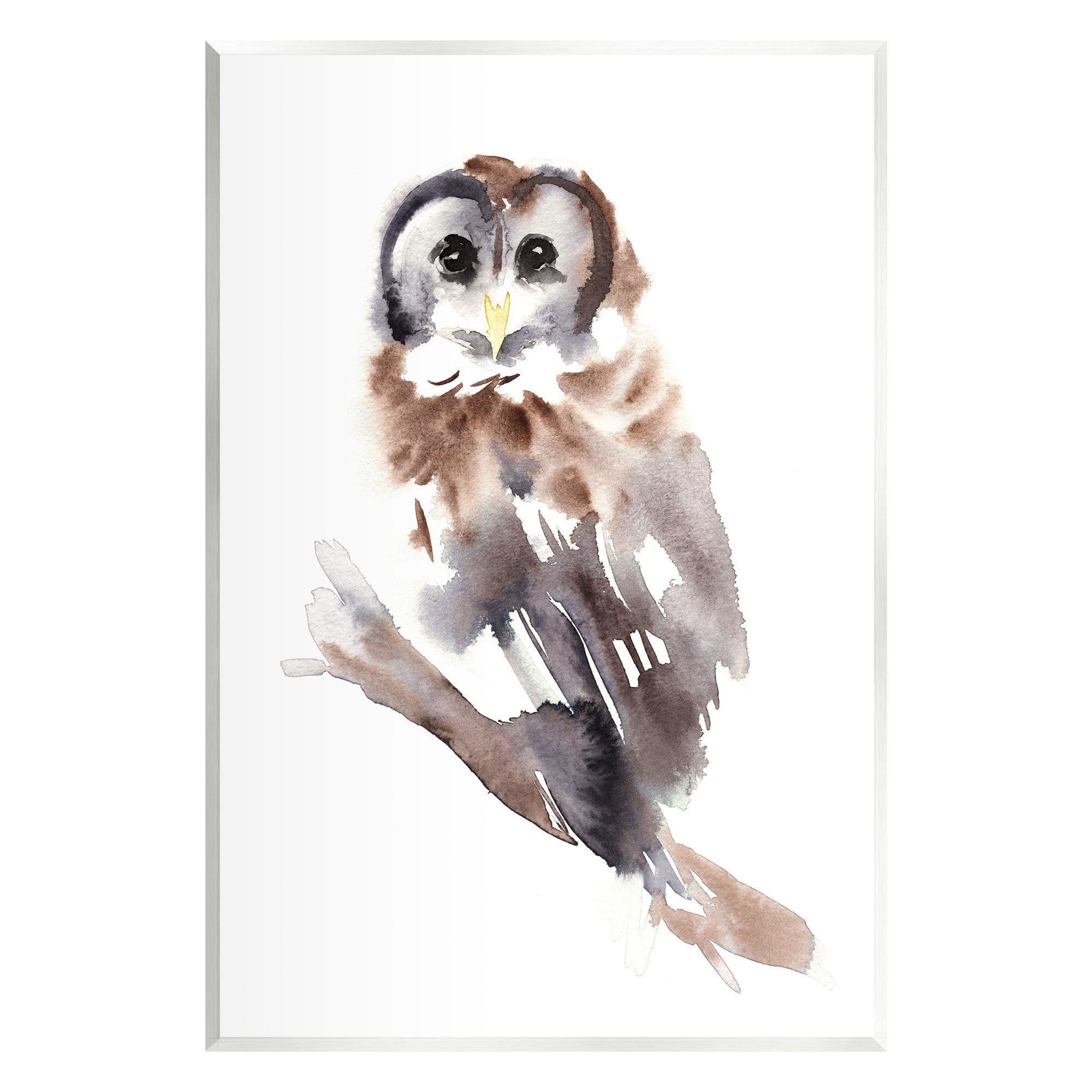 Stupell Industries Perched Owl Gazing Watercolor Style Wall Plaque Art ...