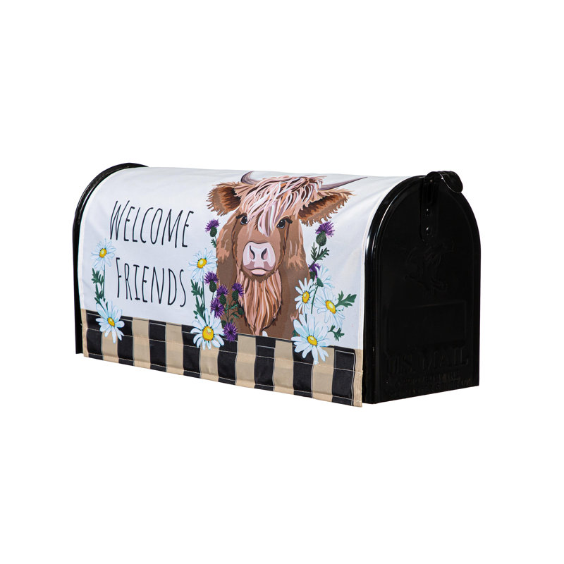 Evergreen Enterprises, Inc Highland Cow Welcome Friends Mailbox Cover ...
