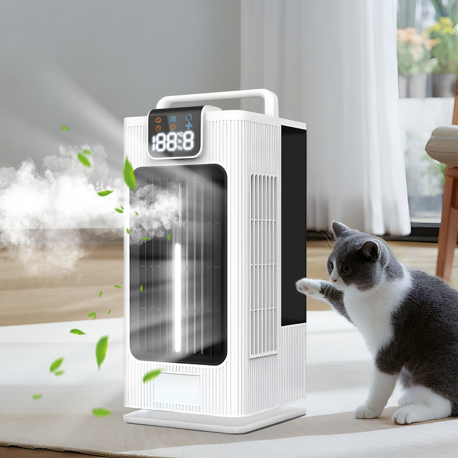 Symple Stuff Nano Mist Fan with Light, 2000L Tank & Ultrasonic Cooling ...