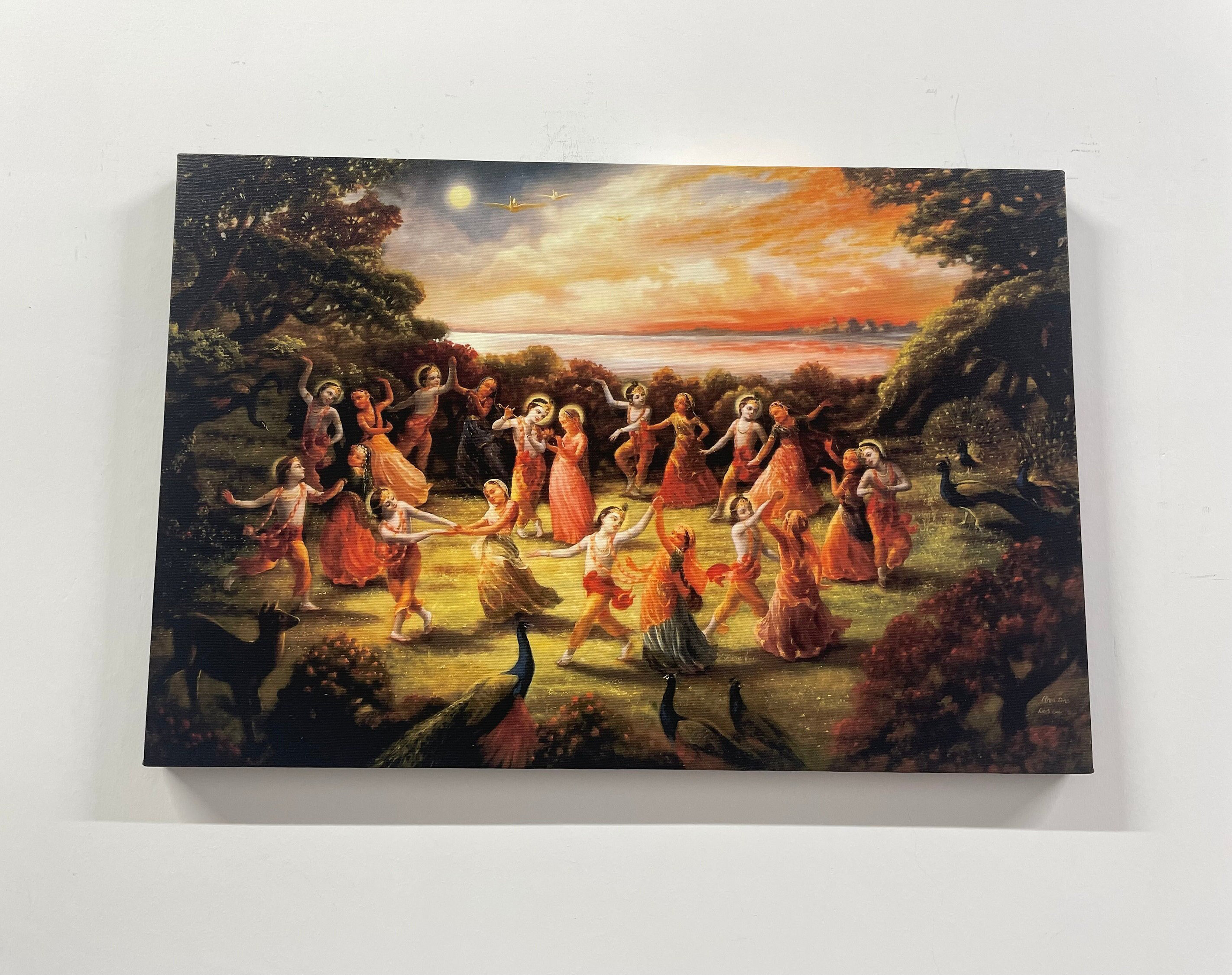 kayra export Large Radha Krishna Rasa Lila Dance Themed Wall Art Canvas ...
