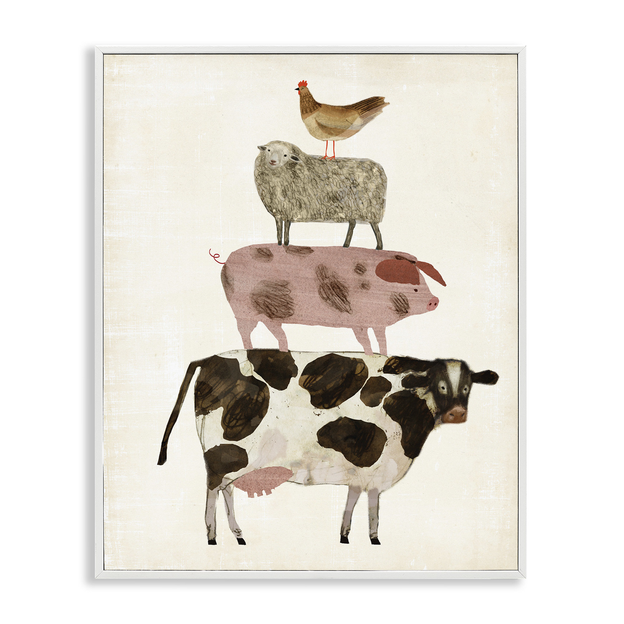 Gracie Oaks 'Cow Sheep Pig and Chicken Barnyard Buds Stacked Farm ...