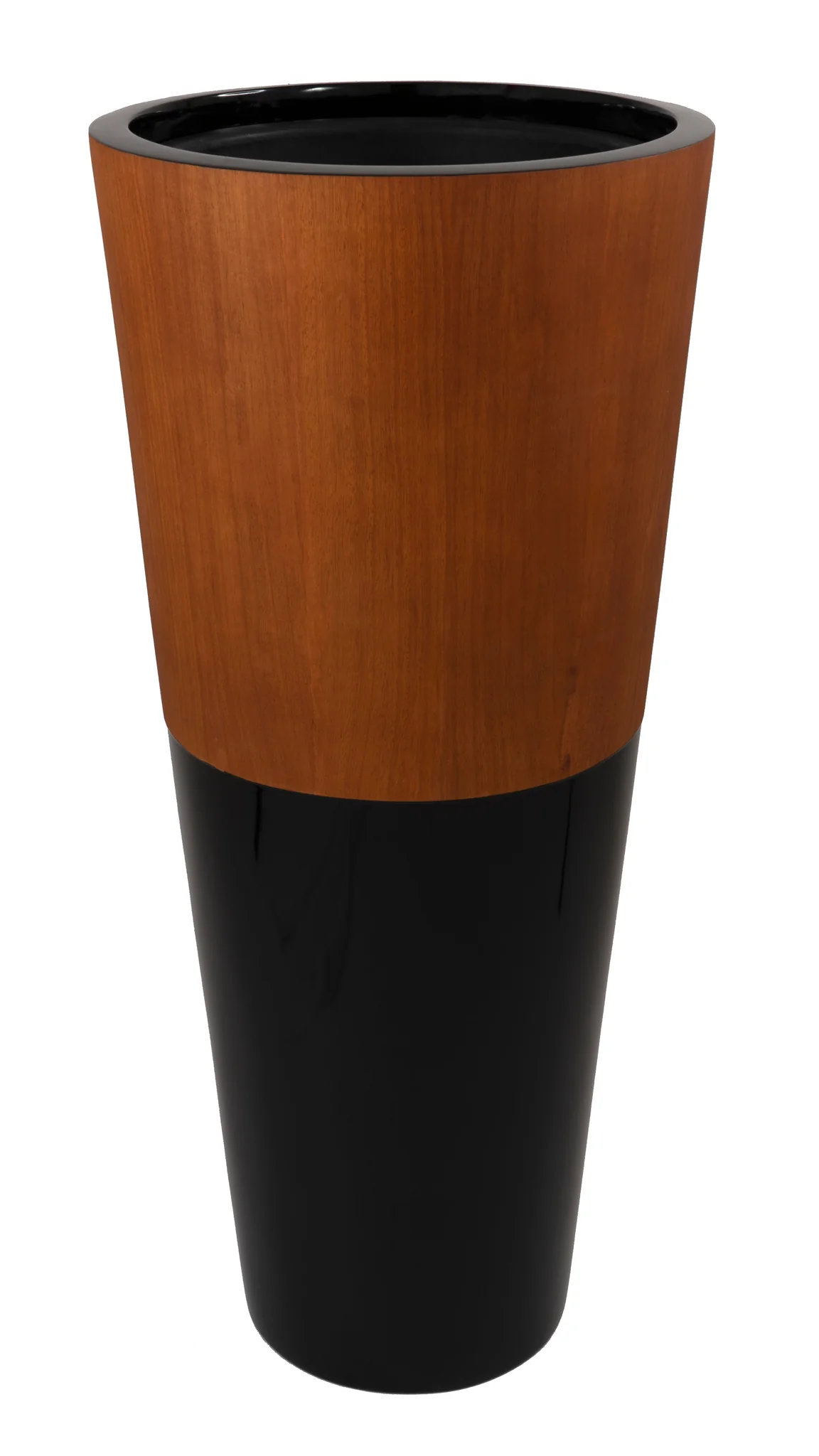CFA Design Group Wood And Black Veneer Top Fiberglass Floor Vase ...