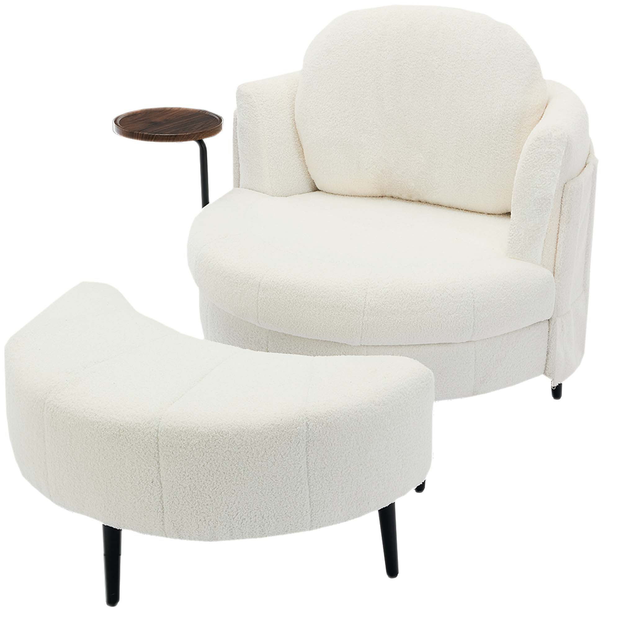 Corrigan Studio® Single Sofa Chair,One-Piece Side Table,With Cresent ...