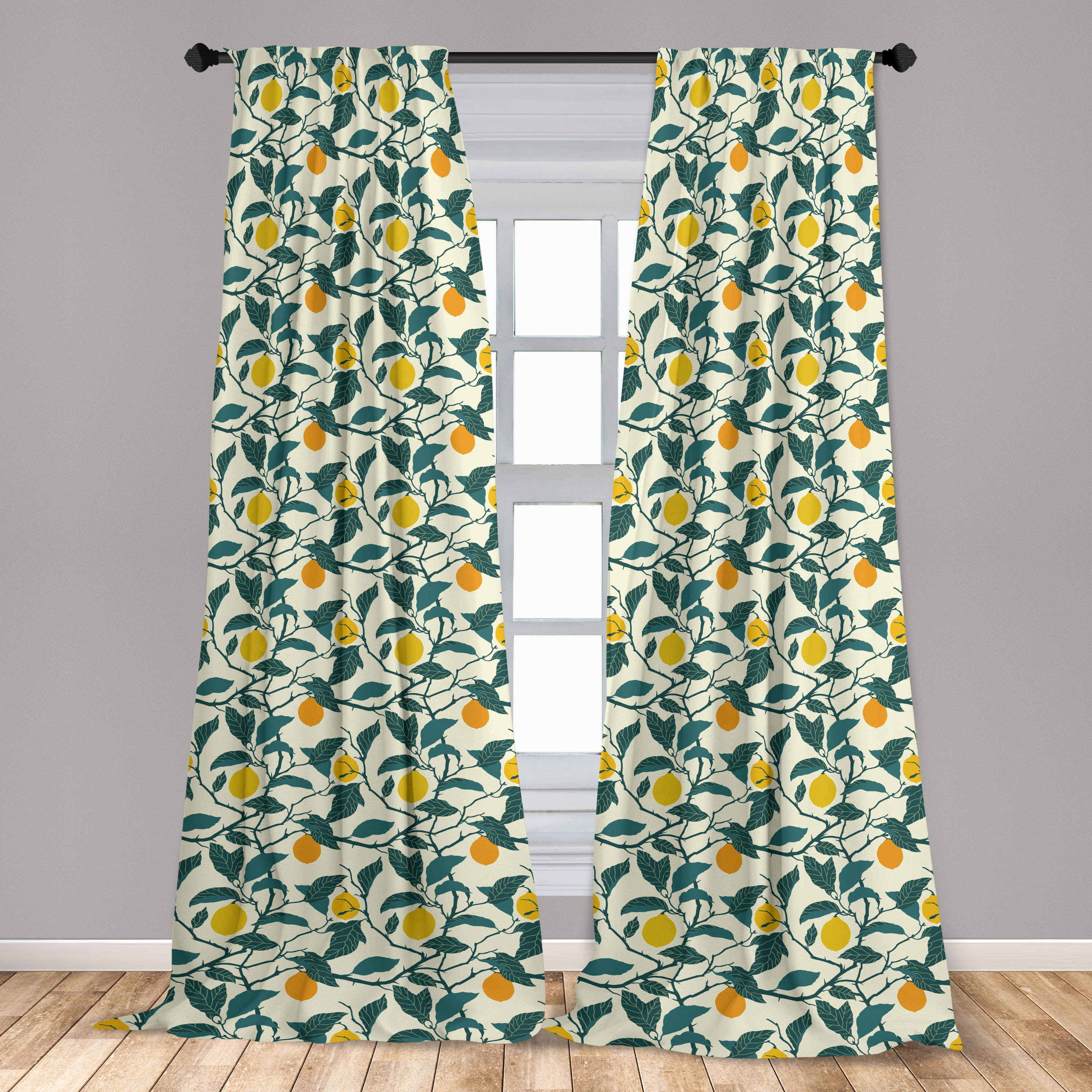 East Urban Home Dettle East Urban Home Lemon Curtains Citrus Branches ...