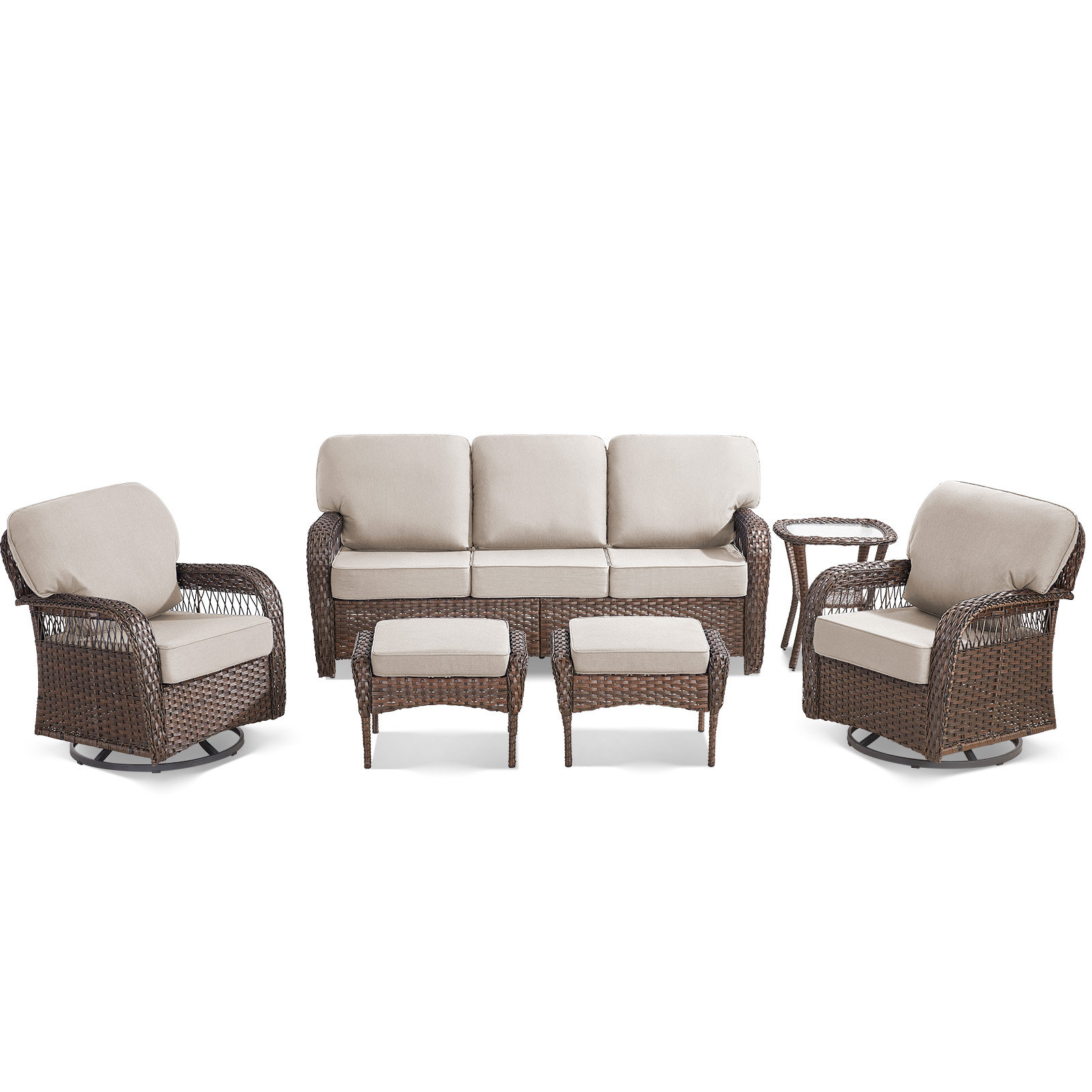 Red Barrel Studio® 6 Piece Patio Furniture Set With Swivel Chairs, Side ...