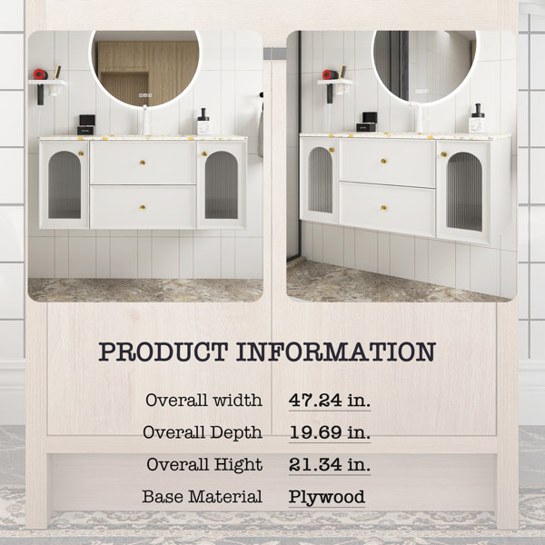 Mercer41 Eugonda 48'' Single Bathroom Vanity with Terrazzo Top | Wayfair