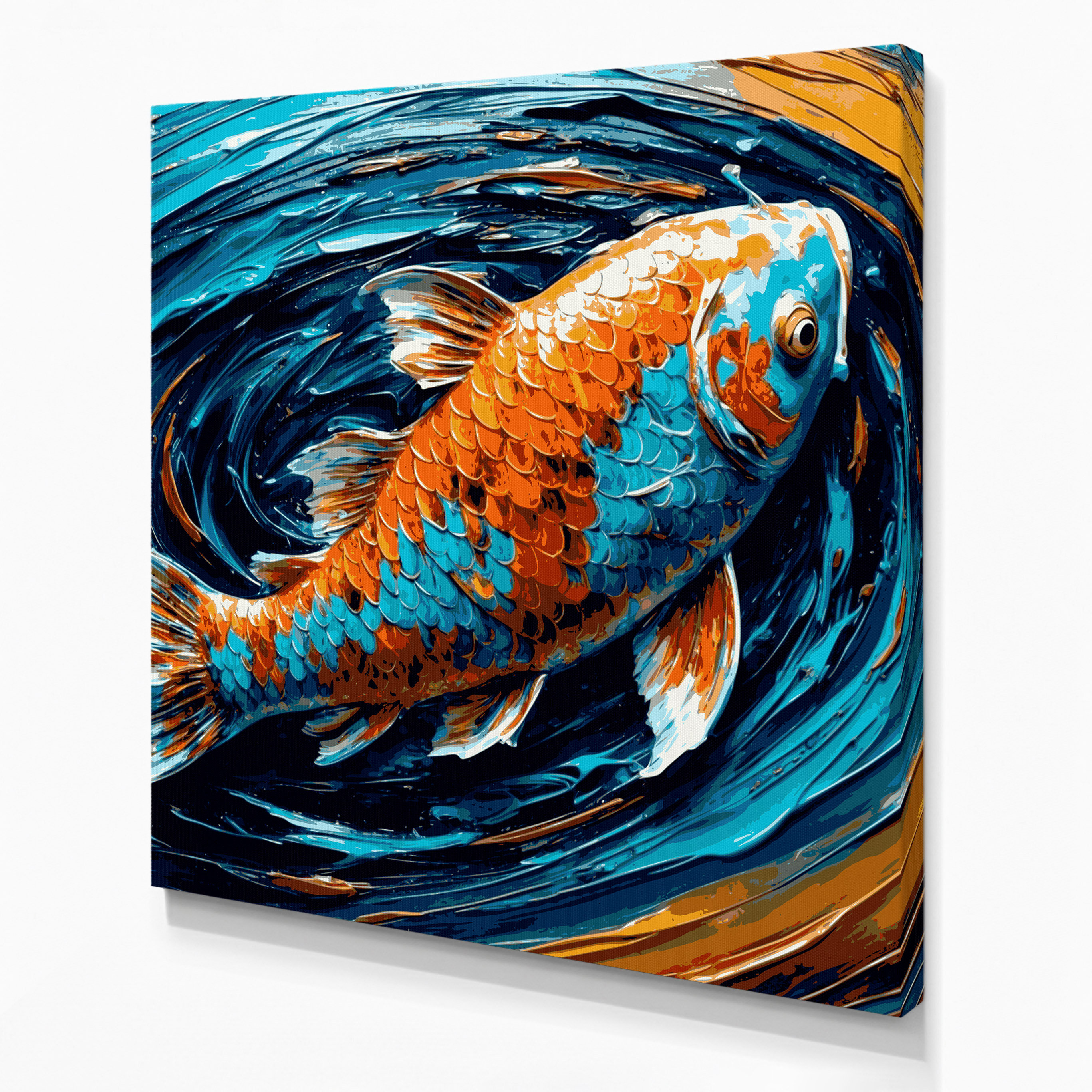 Latitude Run® Southwestern Animals Koi Fish 33 Blue Canvas Wall Art ...