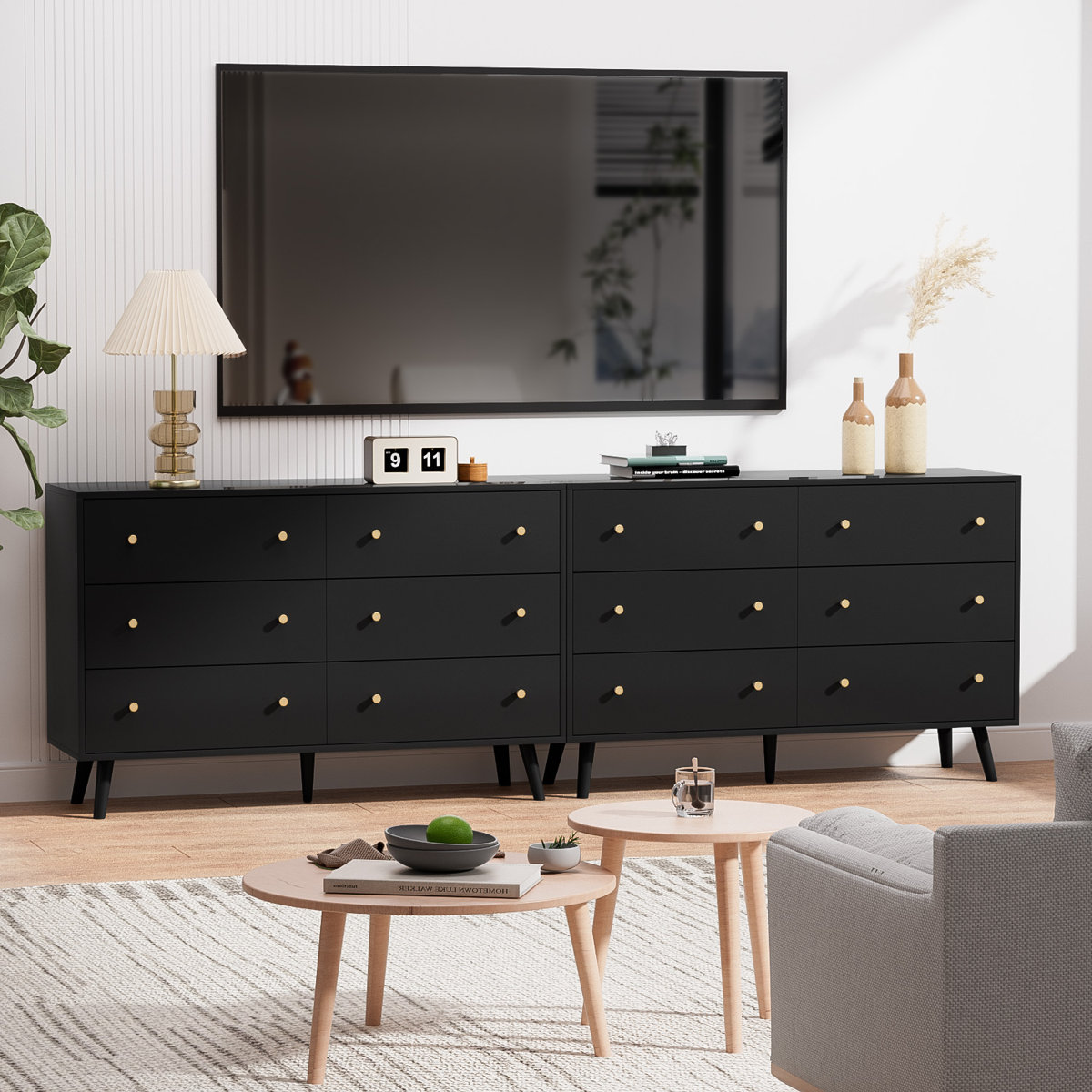 George Oliver Commode 6 tiroirs pour chambre à coucher, meuble télé ...