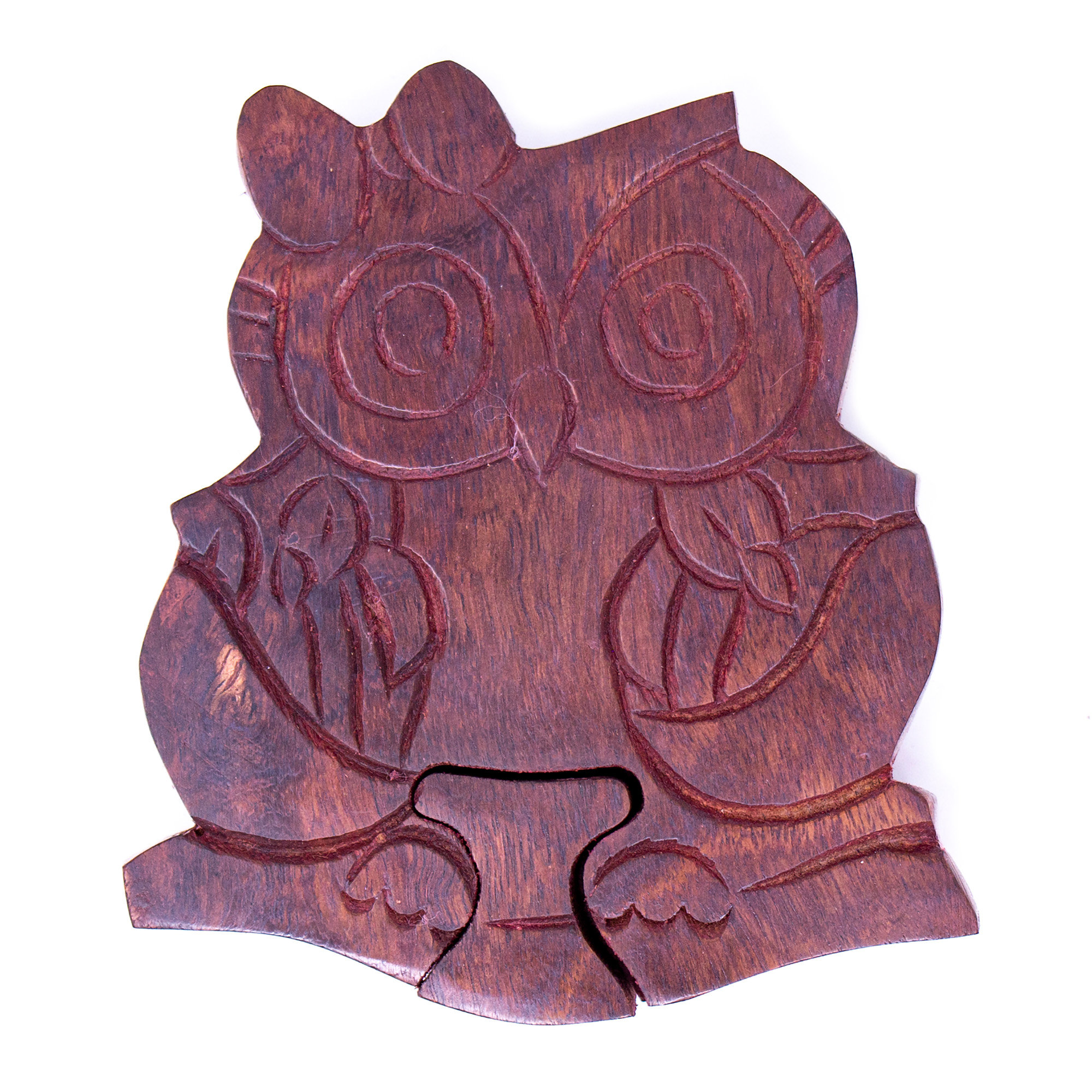 Millwood Pines Handmade Mama Owl with Babies Sheesham Wood Puzzle Box ...