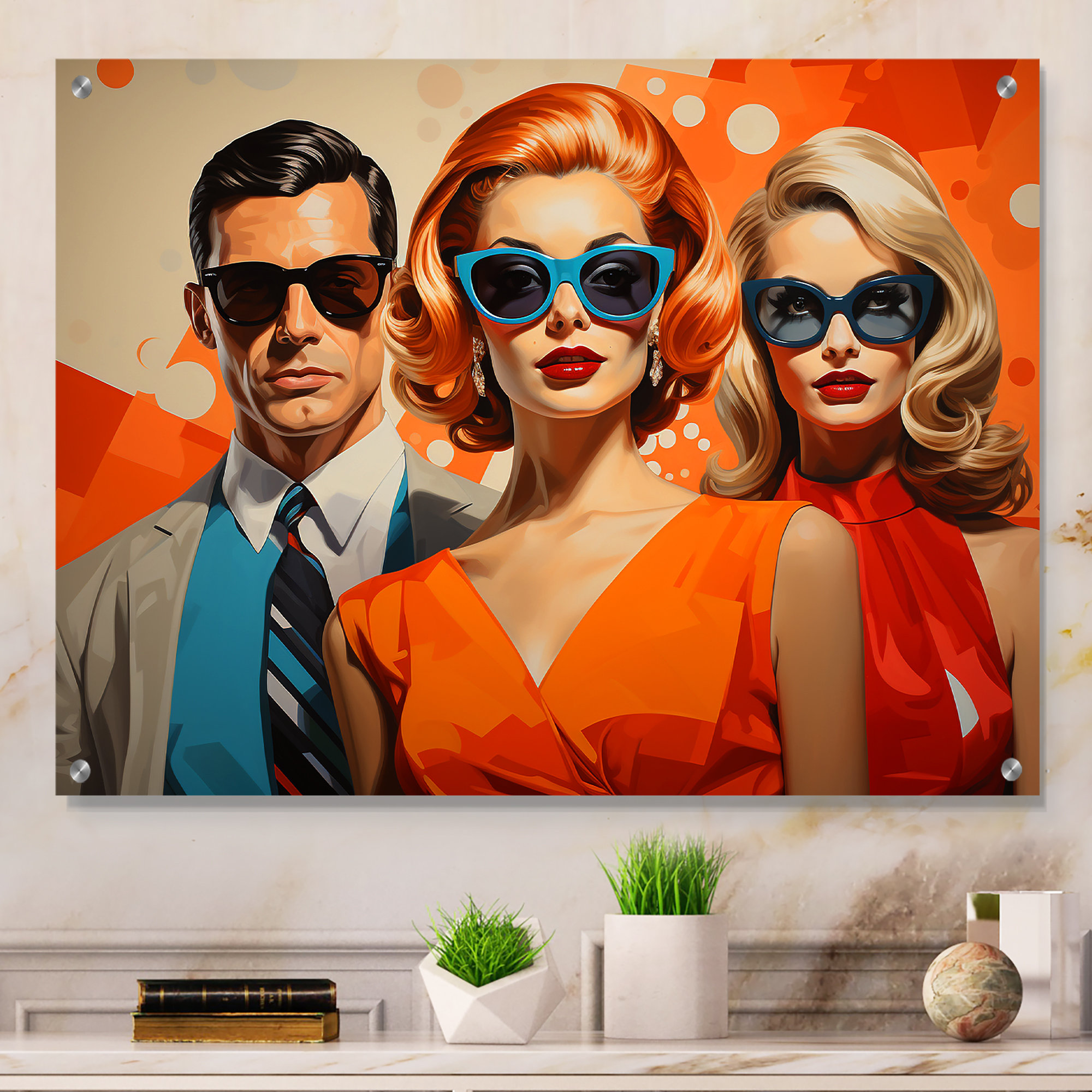 George Oliver Orange Mid Century Retro Portraits II - Abstract ...