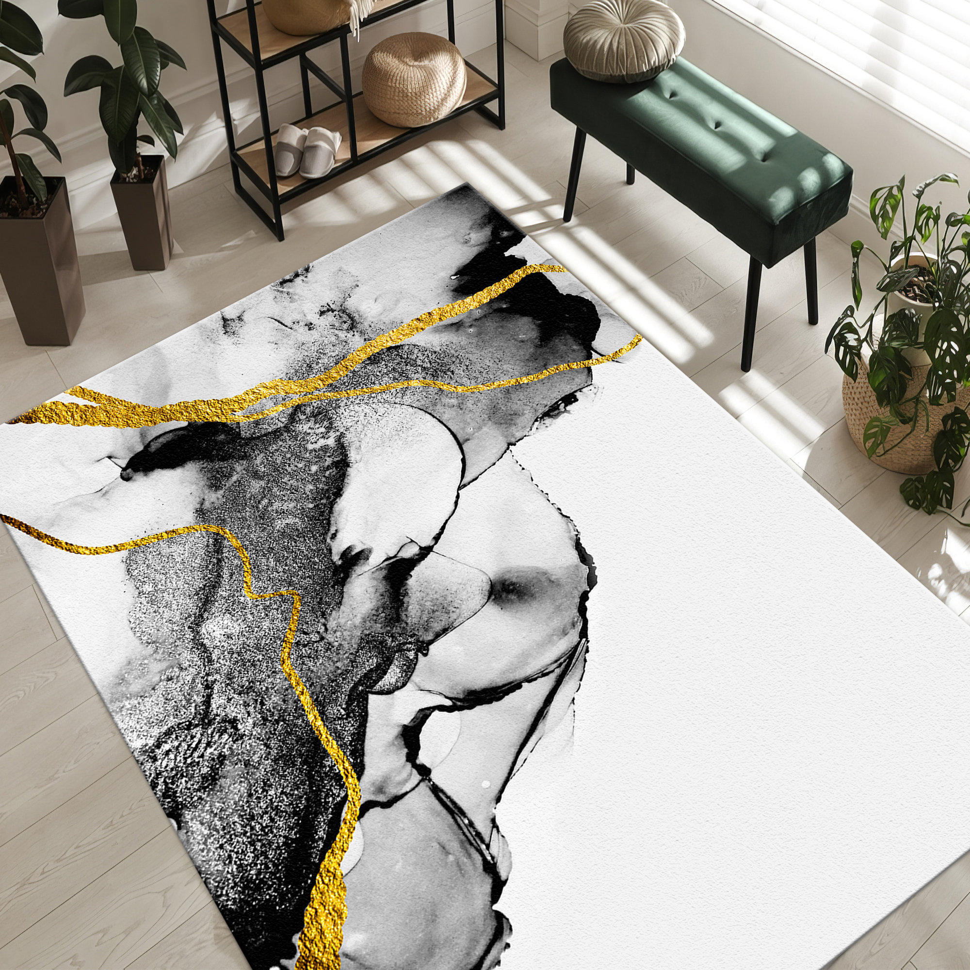 kayra export Vibrant Floral Printed Rug Adding a Touch of Nature's ...