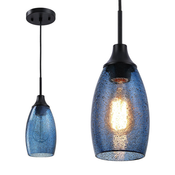 Latitude Run® 4.72" Glass Pendant Light 1-Pack with Art Oval Glass Lamp ...