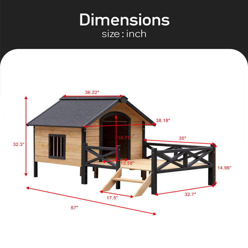Tucker Murphy Pet™ Denisha Brown/Black Dog House | Wayfair