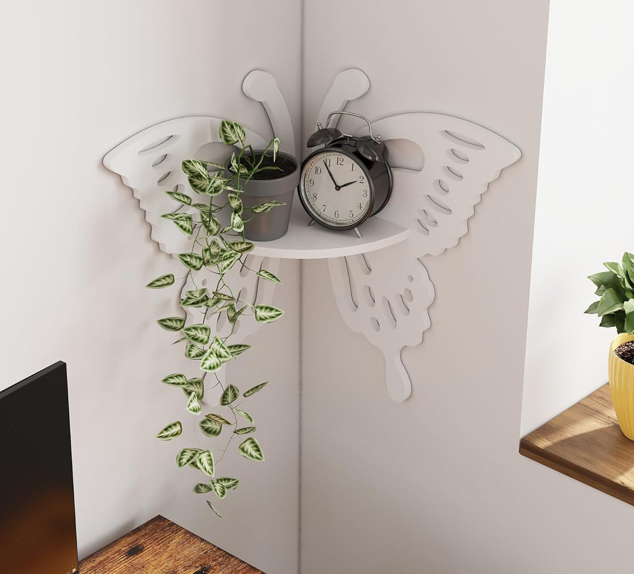Dakota Fields White Hanging Hollow Out Shelf Butterfly Corner Shelf ...