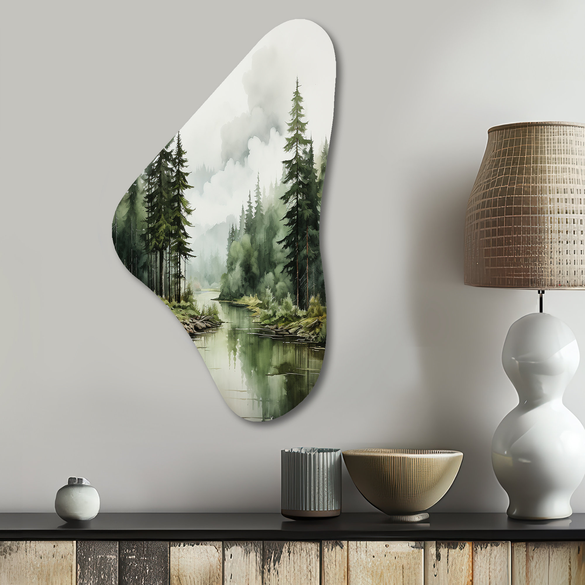 Design Art Pine Tree Silent Wilderness - Tree Pine Boomerang Shape ...