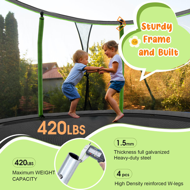 Himimi 12' Round Backyard Trampoline with Safety Enclosure | Wayfair
