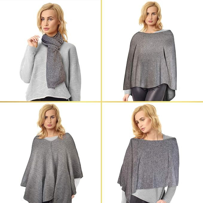 Velanio Cashmere Wearable Blanket Gary Cashmere Knitted Poncho Throw ...