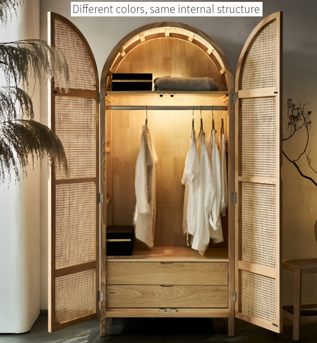 marlao Rattan Simple Woven Wardrobe | Wayfair