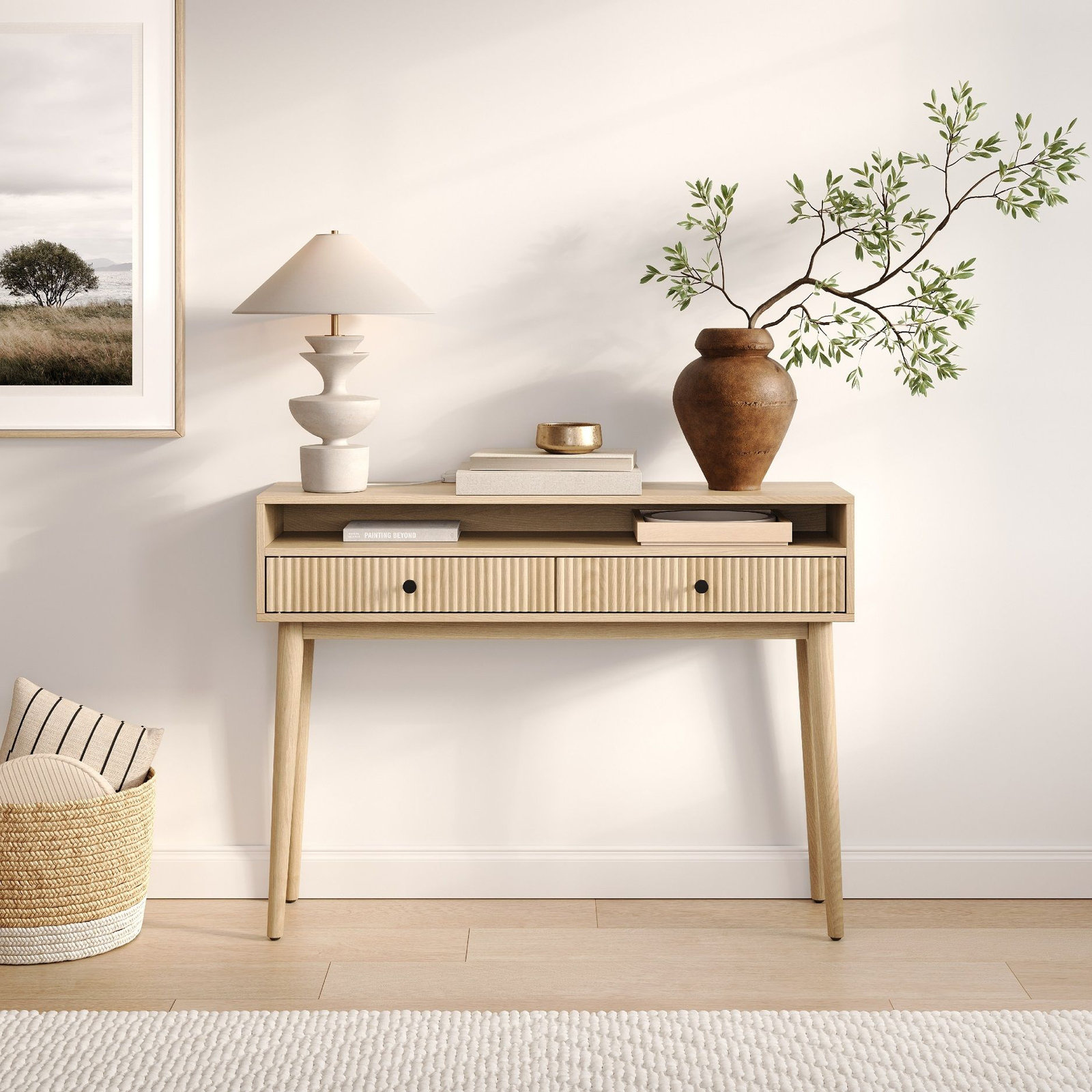 Corrigan Studio® Fluted Console Table with Swing Doors - Small Entry ...