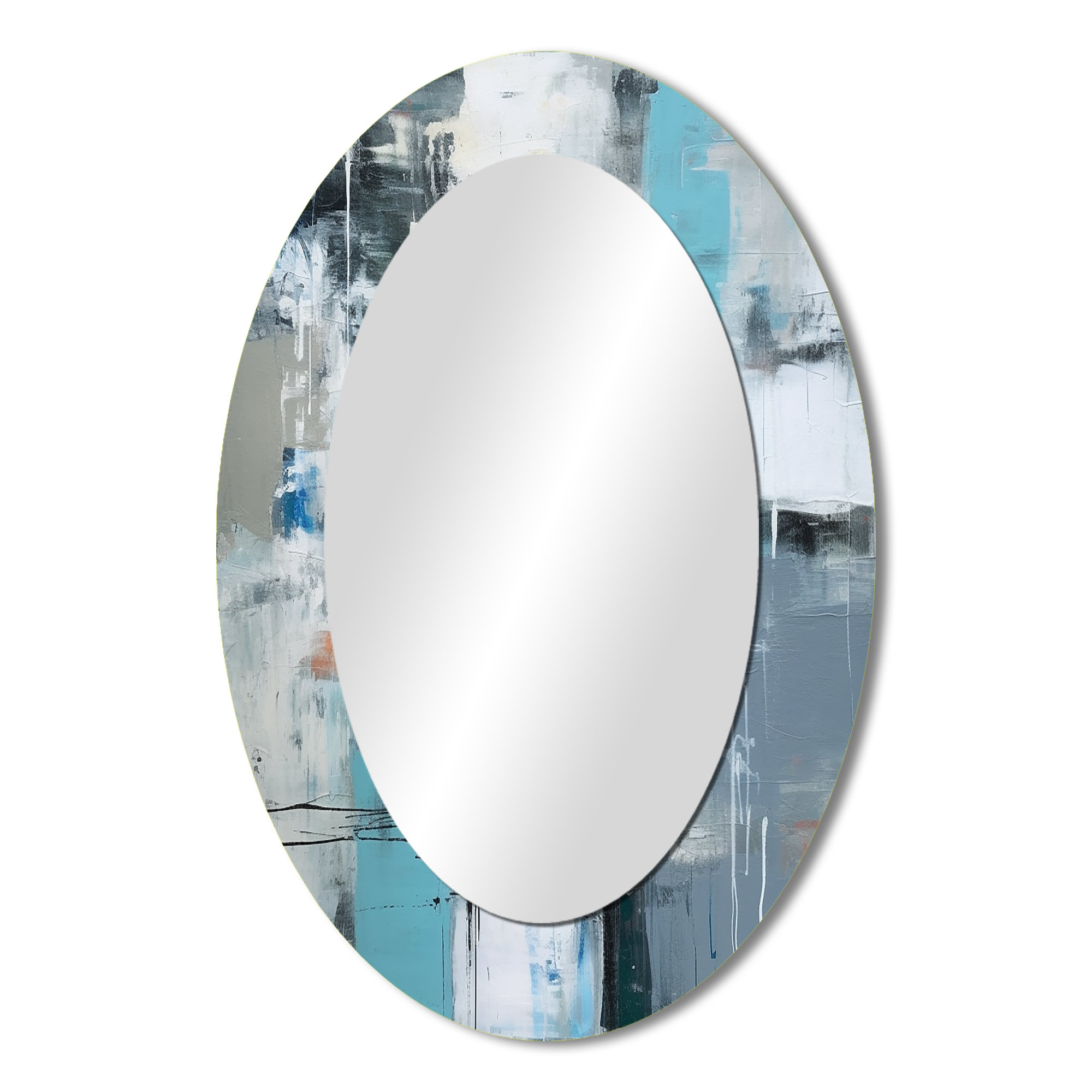 Ivy Bronx Serene Subtility In Abstract Light Blue - Blue Modern Oval ...