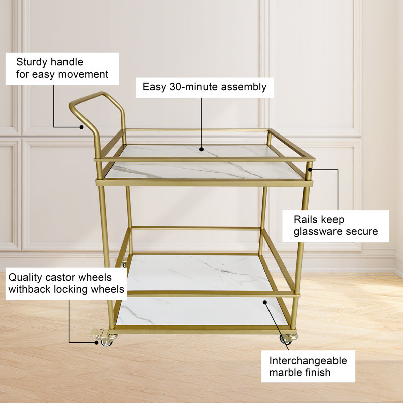 Ebern Designs Bayuga Metal Bar Cart | Wayfair