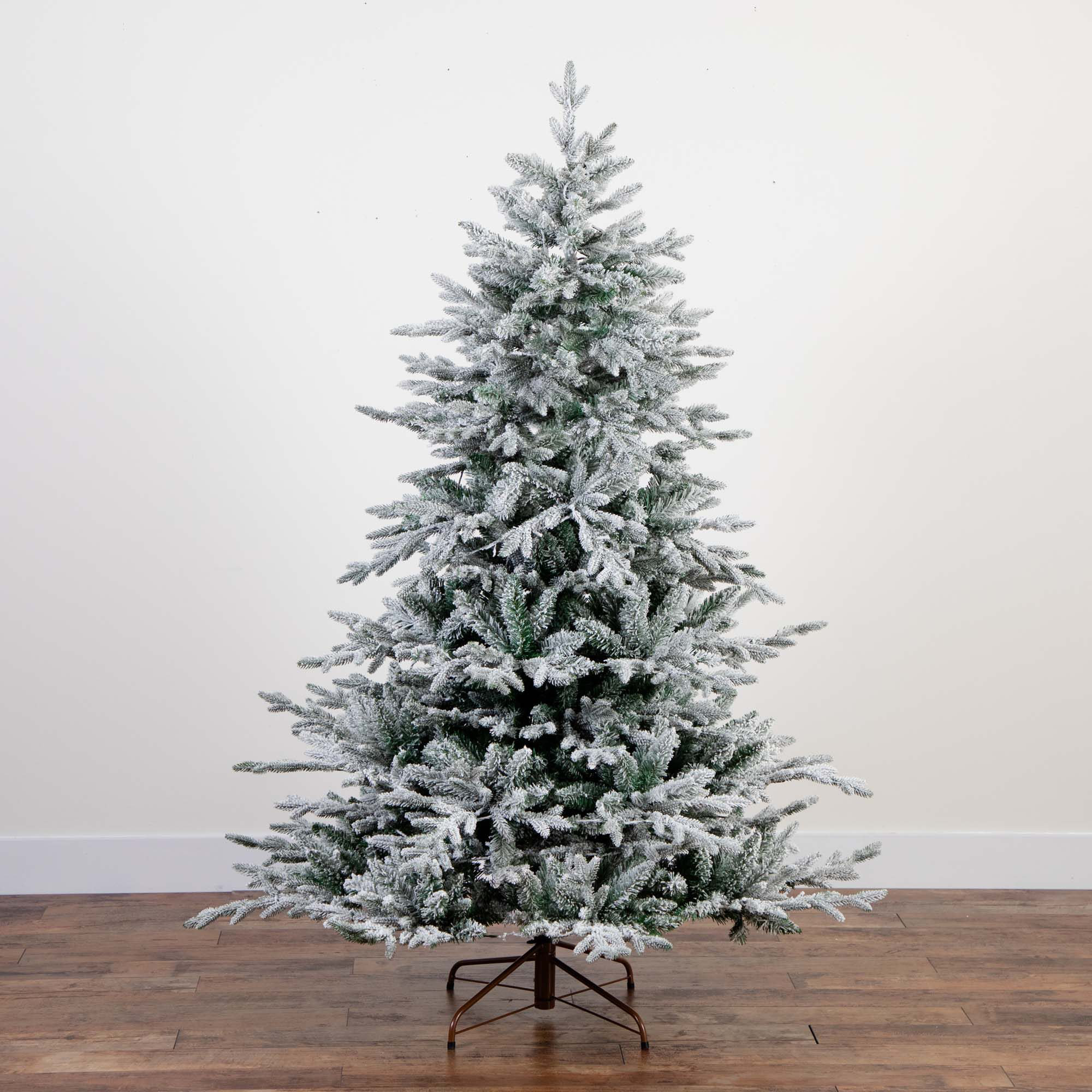 The Holiday Aisle® Pre-Lit Artificial Fraser Fir Flocked Christmas Tree ...