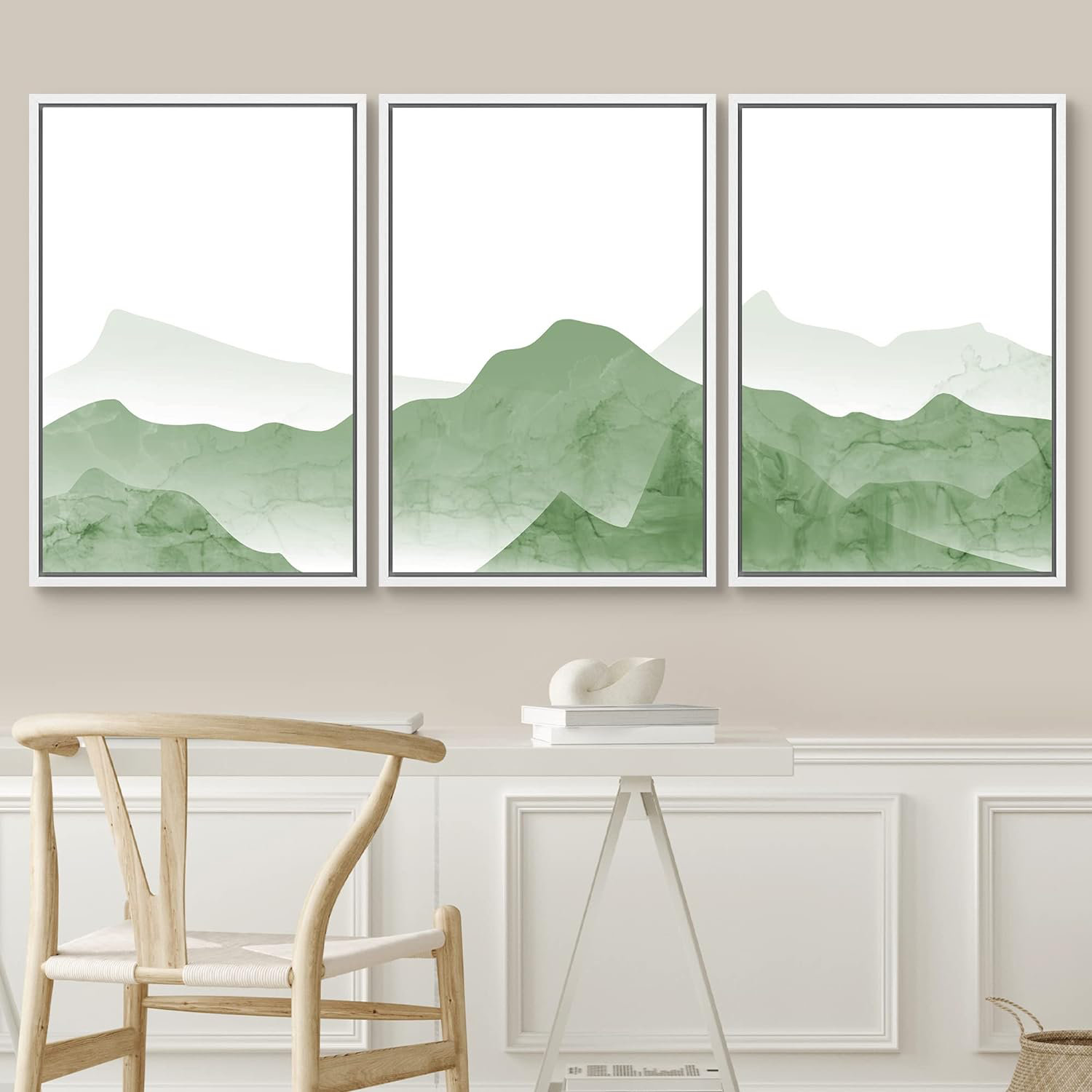 IDEA4WALL Transparent Mountain Range - 3 Piece Floater Frame Print Set ...