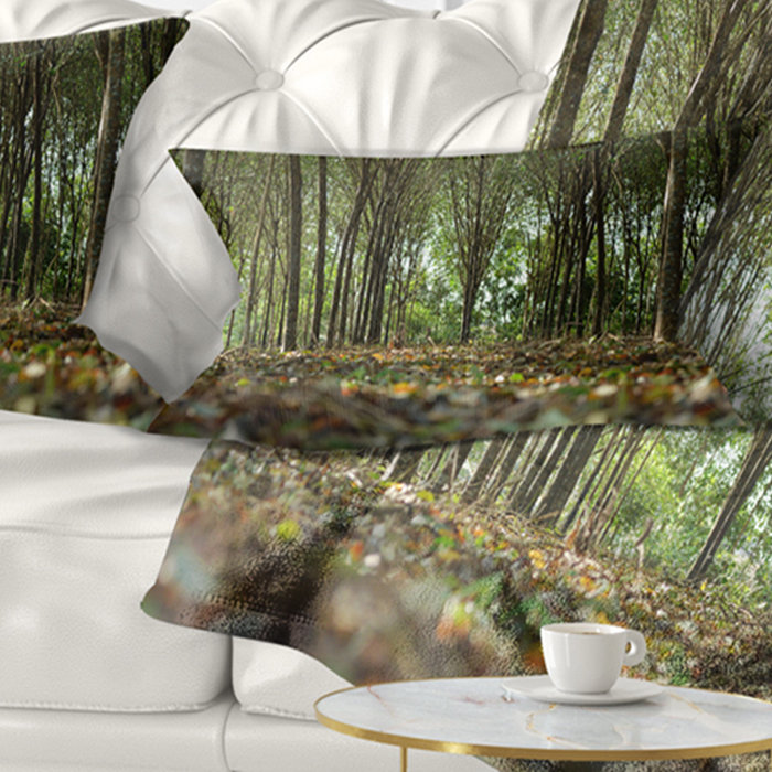 Design Art Dense Rubber Tree Plantation Landscape Printed Lumbar Pillow ...
