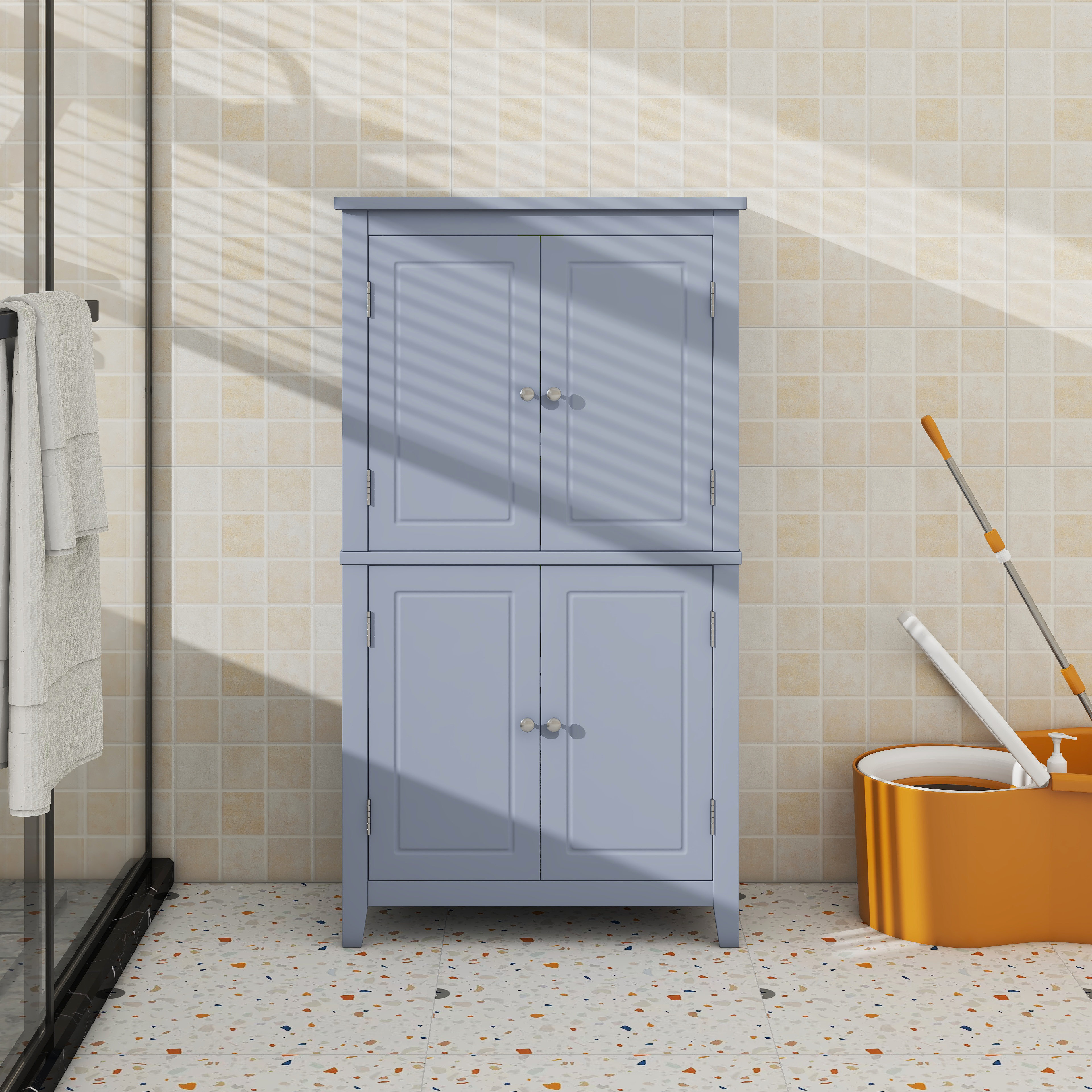 Red Barrel Studio® Elegant Bathroom Floor Storage Cabinet, Bathroom ...