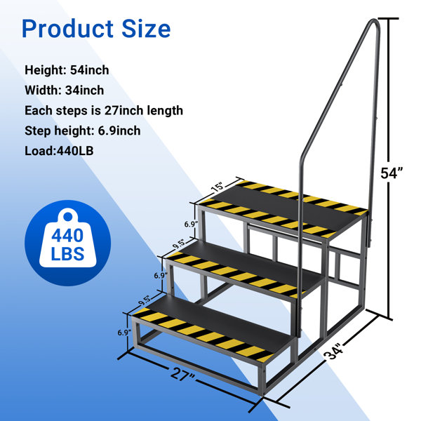 WFX Utility™ RV Steps with Handrail, 3 Steps Non-Slip Hot Tub Steps ...