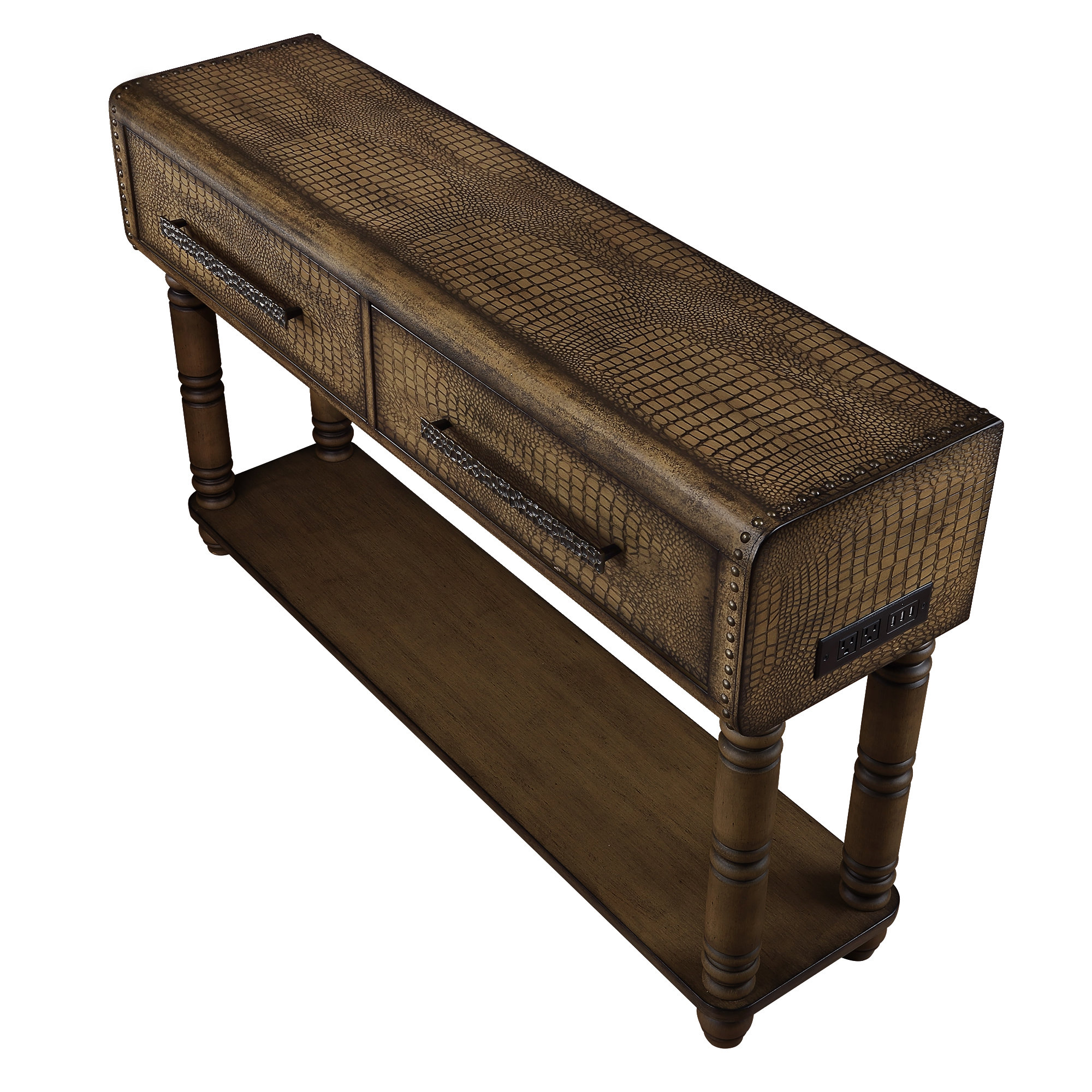 Winston Porter 54" Pine Wood Console Table With Power Outlets & Usb ...