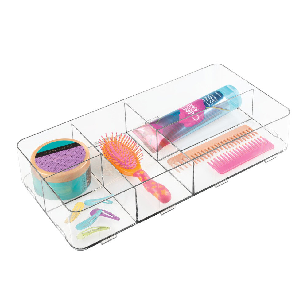 InterDesign iDesign Clarity Plastic Divided Drawer Organizer ...