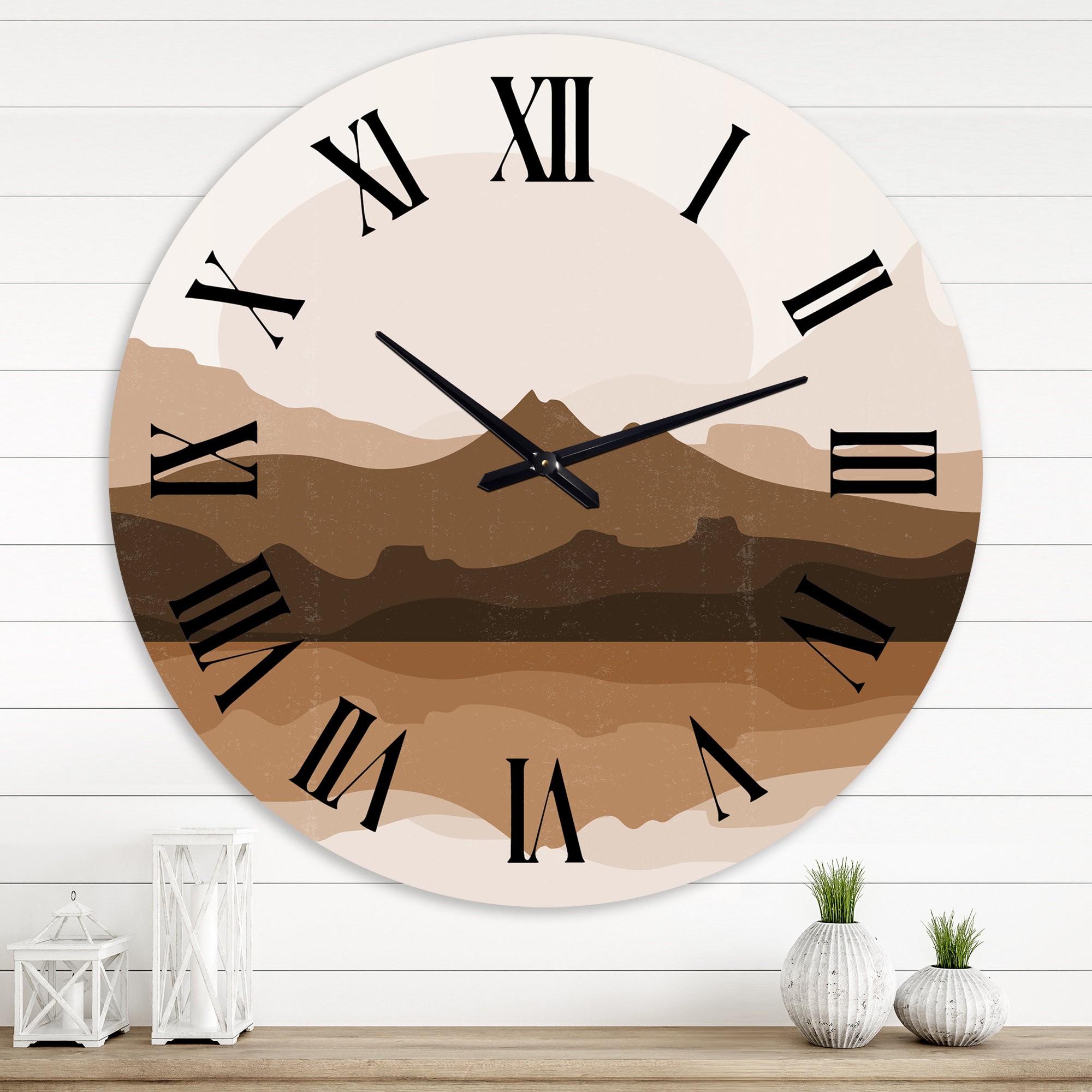 East Urban Home Minimalist Terracotta Landscape - Modern wall clock ...