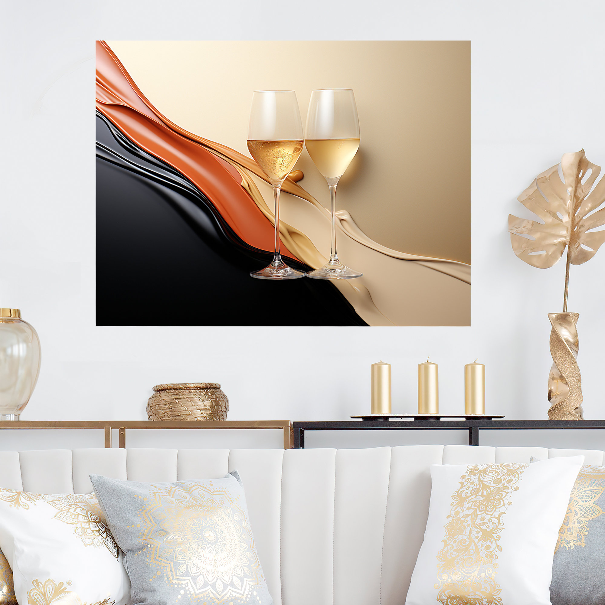 Lark Manor™ Champagne Glass Contrast Bubbles - Champagne Metal Wall Art ...