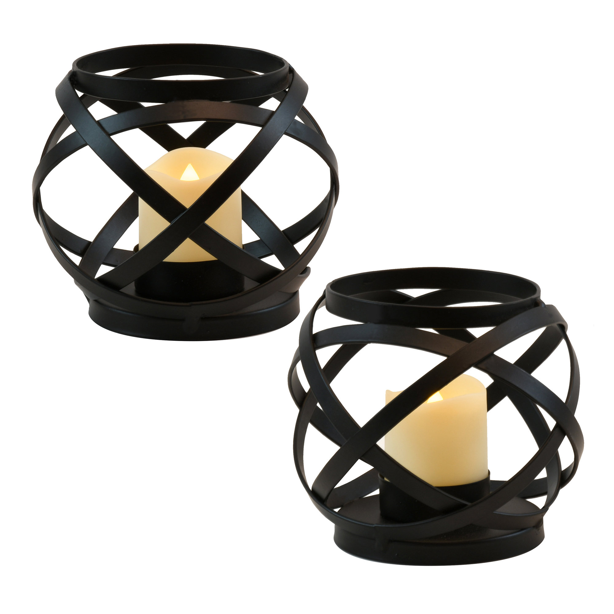 LumaBase Metal Candleholders with Battery Operated LED Candles ...