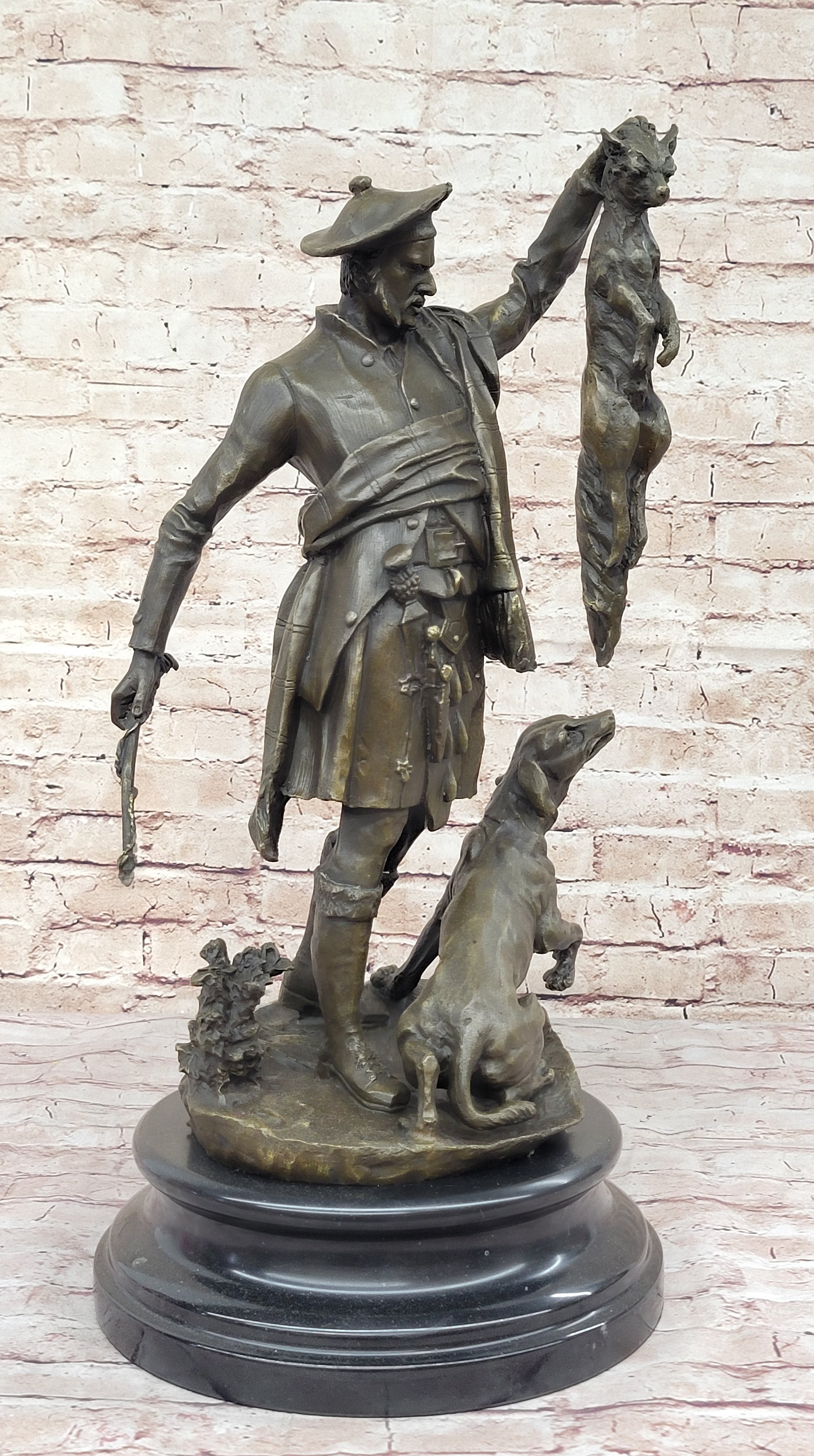 Canora Grey Terraine Hand Made Scottish Fox Hunter By P.J. Mene Genuine Real Bronze Sculpture ...