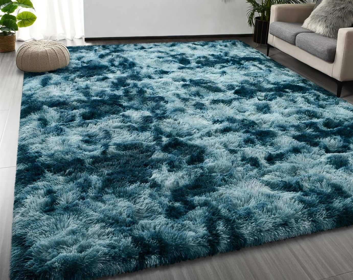 Everly Quinn Large Shag Area Rugs 6 x 9, Tie-Dyed Plush Fuzzy Rugs for ...