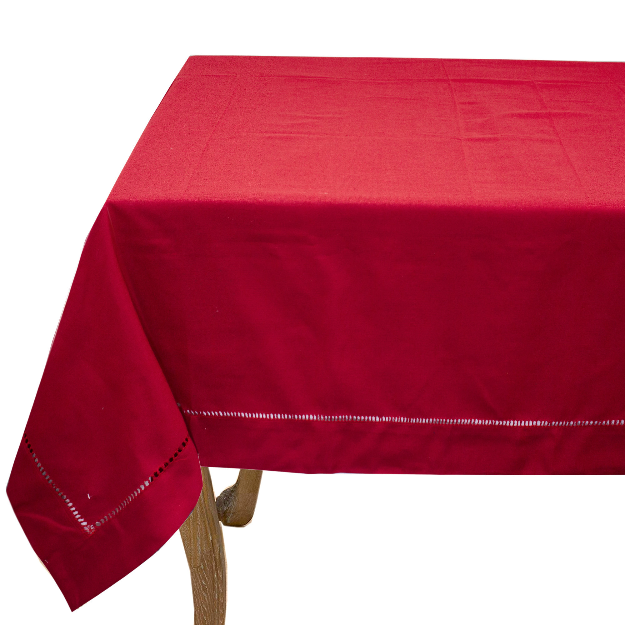 Latitude Run® Classic Red Hemstitch Square Tablecloth | Wayfair