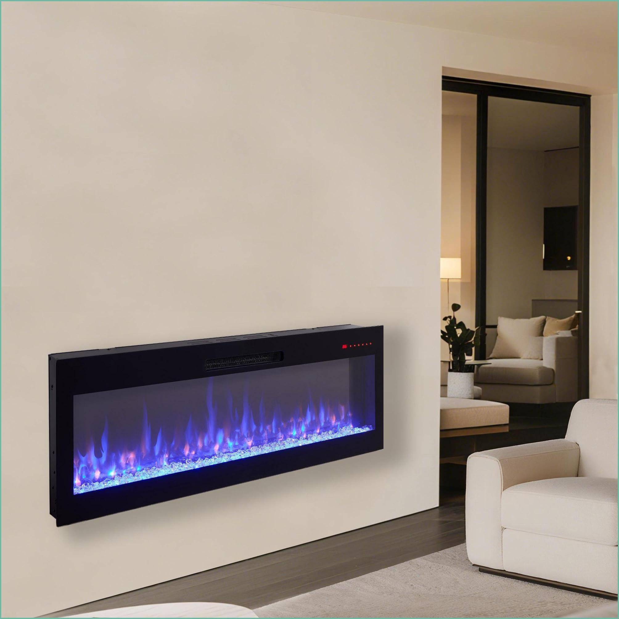 Symple Stuff Electric Fireplaces 60\" Smart WiFi-Enabled 3D Flame ...
