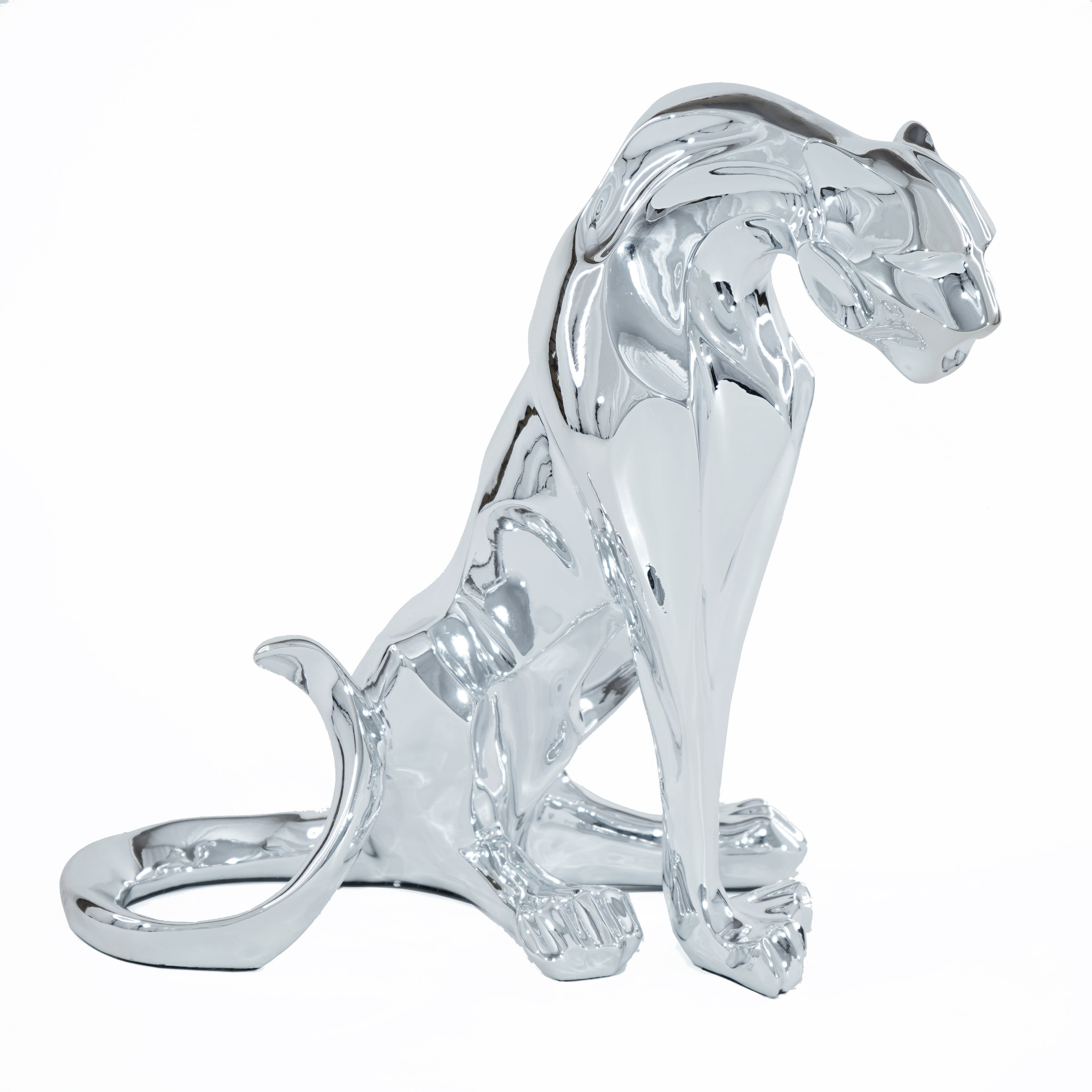 Brayden Studio® 19" Chrome Leopard Sculpture Decor | Wayfair