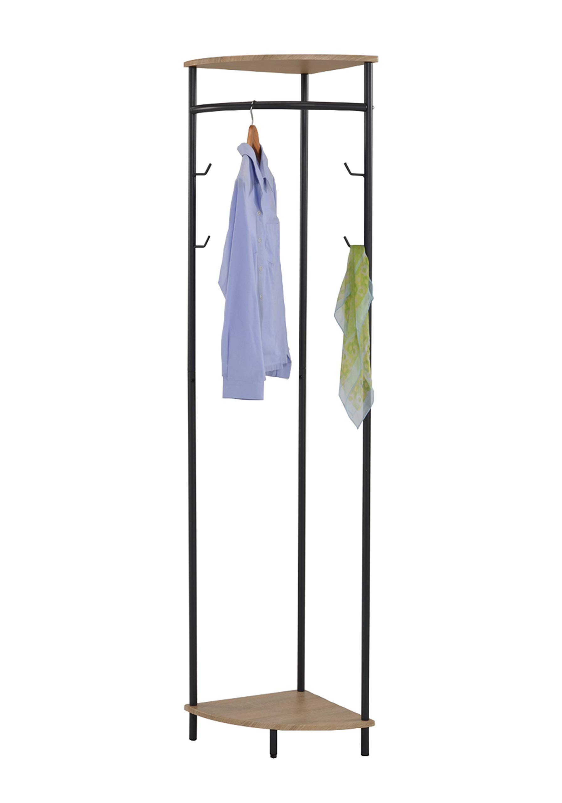 Hokku Designs Corner Hall Tree Clothes Rack, (Black/Sonoma Oak) | Wayfair