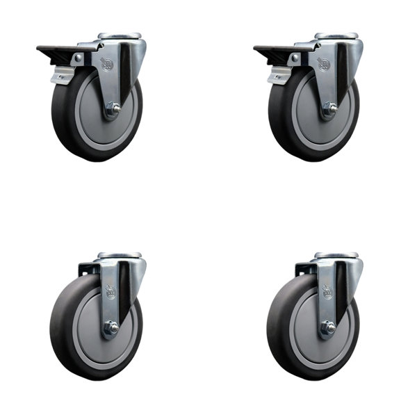 Service Caster 4 Piece Rubber Wheel Swivel Bolt Hole Caster Set with 2 ...