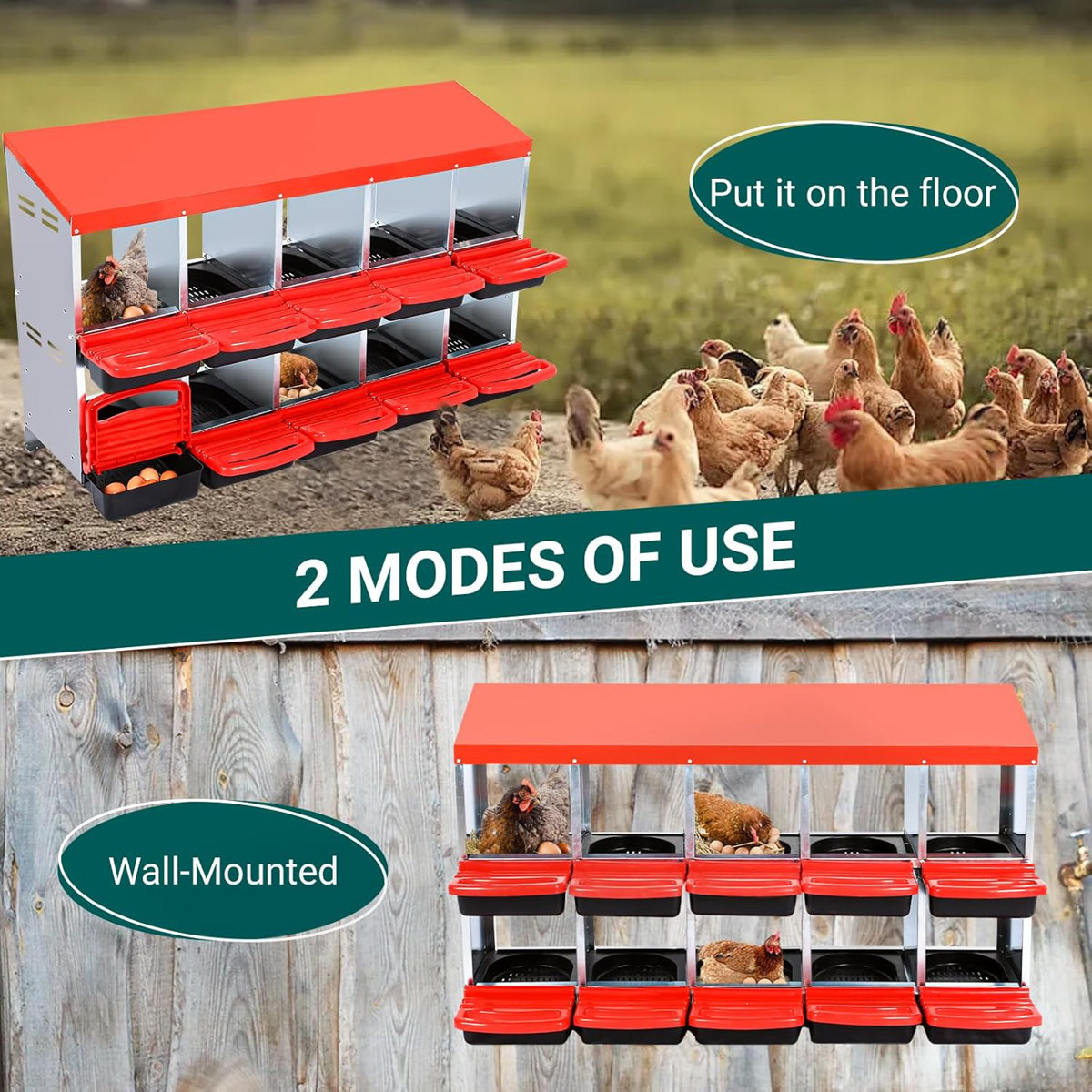 Fashionwu Nesting Boxes For Chickens, Chicken Nesting Box, Roll Away ...