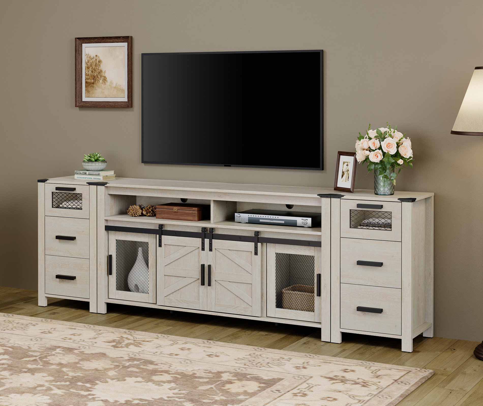 Gracie Oaks Drawer TV Stand Set For Ups To 85 Inch TV,Entertainment ...