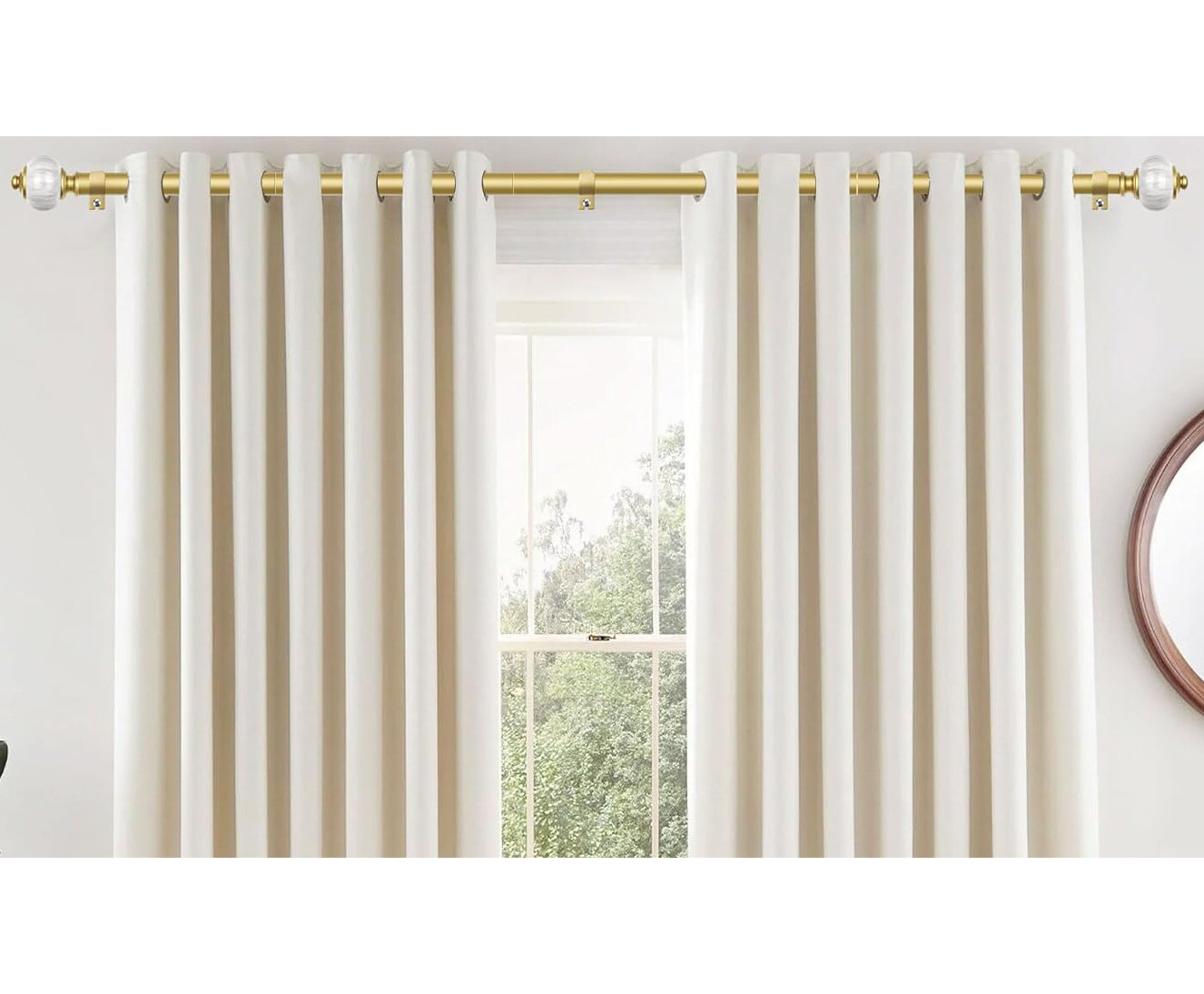 DESGENT 120" Gold Curtain Rod Adjustable Long Drapery Rods with Marbled ...