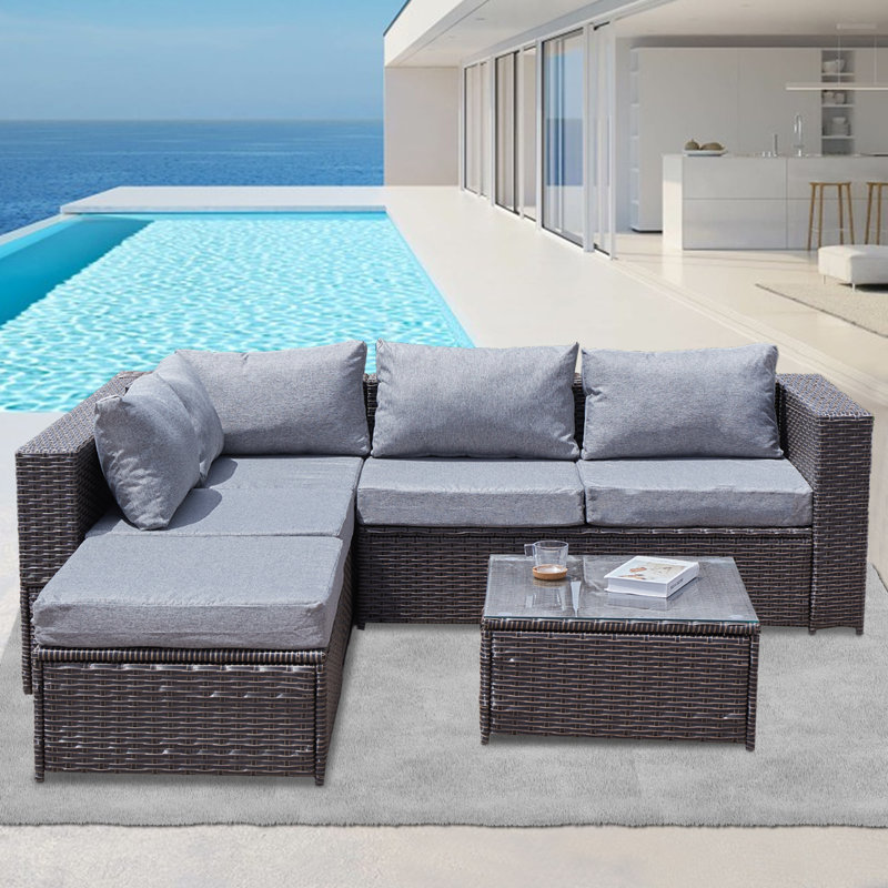 Ebern Designs Noralf 5- Person Outdoor Seating Group with Cushions ...