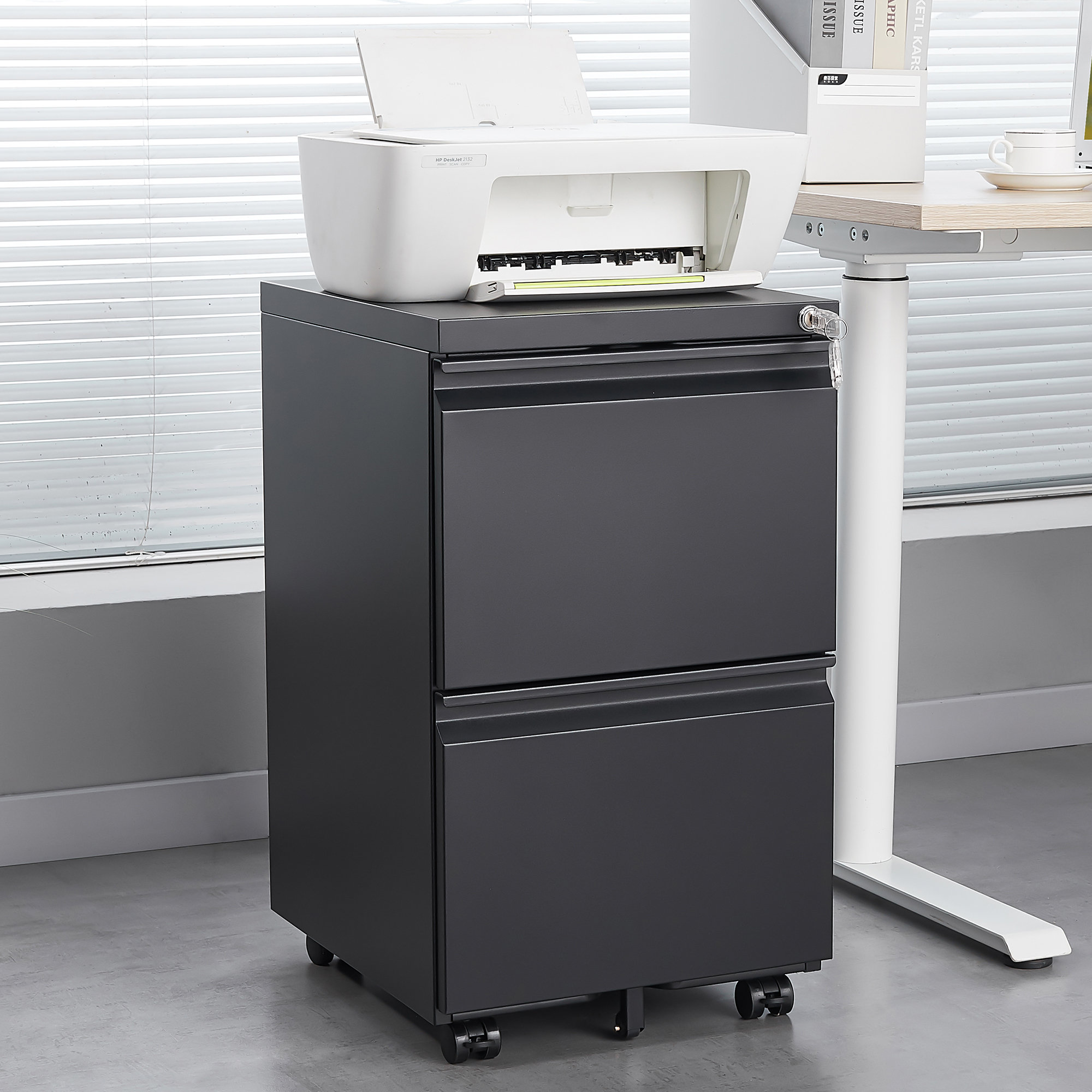 Ebern Designs Metal 2-drawer Mobile File Cabinet With Lock – Fits ...