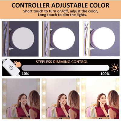 AIBOO 16-Light Hollywood Style Color Changeable LED Vanity Makeup ...